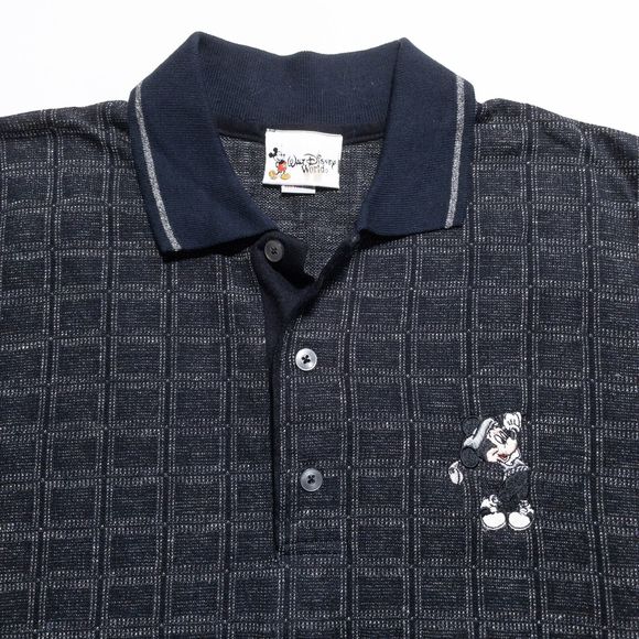 Disney | Shirts | Disney Mickey Mouse Golf Polo Mens Medium Black Plaid ...